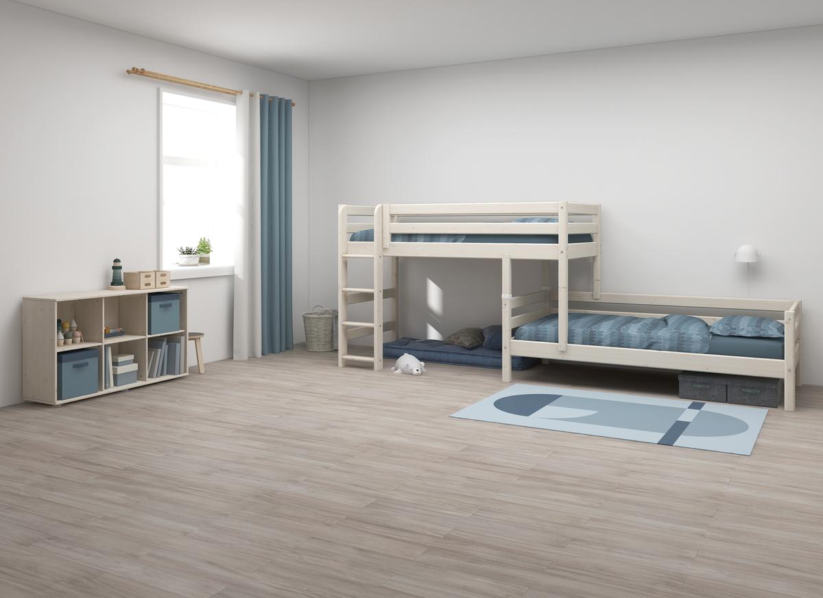 Flexa Γωνιακή κουκέτα Classic με κάθετη σκάλα - 210εκ - Λευκό ντεκαπέ, παιδικό δωμάτιο Ηράκλειο ...